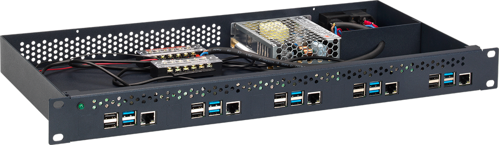 1U PI Case with power supply for max. 5 units Raspberry Pi 4
