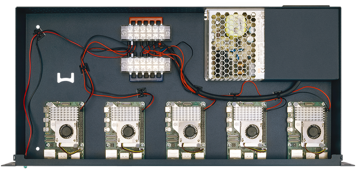1U PI Case with power supply for max. 5 units Raspberry Pi 5